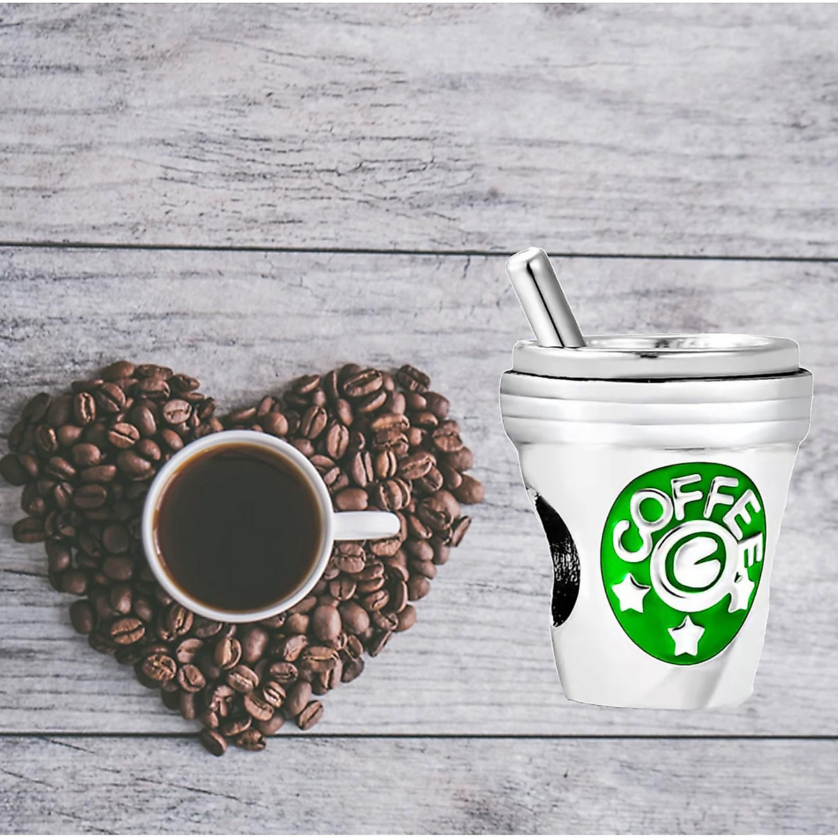 TGLS Coffee Cup Charm for Coffee Lover Bead Compatible With Pandora Bracelets