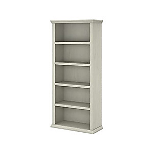 Bush Furniture Yorktown Tall 5 Shelf Bookcase, White Oak