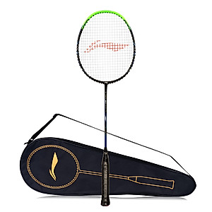 Li-Ning G-Force Superlite 3500 Carbon-Fiber Strung Badminton Racquet with Free Full Cover (Black/Green)