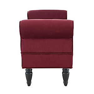 Linon 36030BER-01-KD-U Lillian Bench, Berry Red/Dark Mahogany, 45.08"W x 16.93"D x 23.23"H