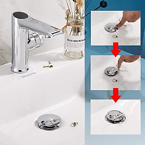 Bathroom Sink Drain, Vessel Sink Pop Up Drain with Detachable Basket Stopper,Anti-Explosion and Anti-Clogging Drain Strainer, Sink Drain Assembly Without Overflow Polished Chrome, REGALMIX RWF082A