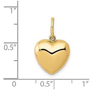 Diamond2Deal 14k Yellow Gold Polished Puffed Heart Pendant Fine Jewelry for Women