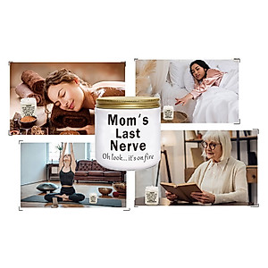 Candles Gifts for Mom from Daughter Son Funny Novelty Unique Mothers Day Christmas Birthday Gift for Mother Lavender Scented Soy Candle Moms Last Nerve Oh Look Its On Fire