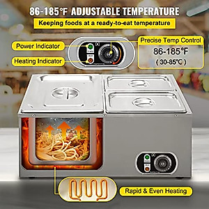 Commercial Food Warmer Stainless Steel Bain Marie with Precise Temperature Control and Large 16 Qt Capacity
