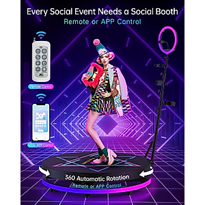 MBOBAO [Newest] 360 Photo Booth Machine with RGB Ring Light,Free Custom Logo, Video Camera Selfie Platform for Live Streaming Wedding Birthday Events Exhibitions (26.8in 1-3 people+Flight Case)