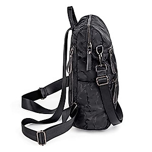 UTO Camo Waterproof Backpack for Women Durable Nylon Multipurpose Roomy Multi pockets Travel Business Shoulder Bag New Camo Black