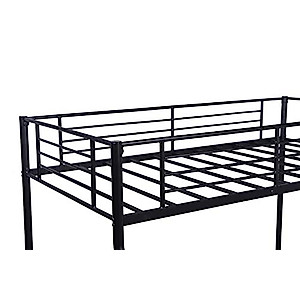 Olela Twin Over Full Metal Bunk Beds, Low Profile Bunk Beds Heavy Duty Steel Bed Frame with Safety Rail and Ladder for Boys Girls Adults Dormitory Bedroom,No Box Spring Needed (Black)