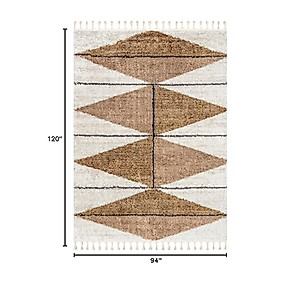 nuLOOM Kali Shaggy Diamond Tassel Area Rug, 8x10, Light Brown