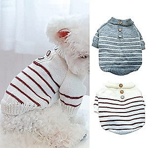 Dog Clothes for Small Dogs,Kawaii Dog Sweaters with Stripe Printed Patterns and Sleeveless Design for Small Dogs Girl and Boy,Puppy Clothes Soft Warm for Winter,Autumn Beige M