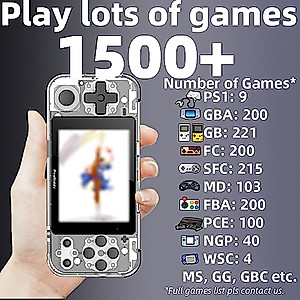 Q90 Handheld Game Console 3 inch Retro Handheld Video Games Consoles Built-in Classic Games Rechargeable Battery Portable Style Hand Held Game Consoles System Transparent