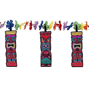 Amscan Tiki Flower Lei Garland Decoration, 7 1/2', Multicolor