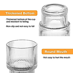 Gencywe 8 Pack Drinking Glasses, 4pcs Highball Glasses (11oz) & 4pcs Rocks Glasses (6oz), Vintage Glass Cups, Elegant Ribbed Glassware, Iced Coffee Glasses, Glass Tumbler for Cocktail, Whiskey, Juice