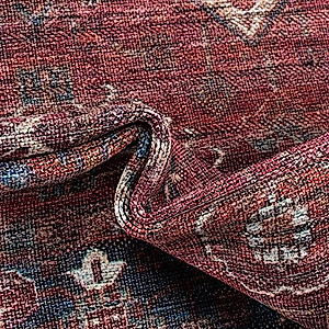 Rugs com Maahru Collection Washable Rug,Square Rust Red Low-Pile Rug Perfect for Living Rooms, Kitchens, Entryways Antique Red 3 ft 3 Square