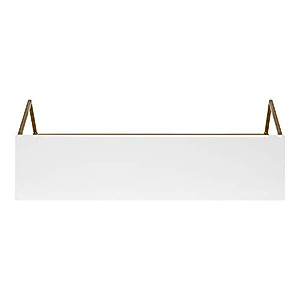 Kate and Laurel Brost Glam Wall Shelf, 22 x 8 x 10.25, White and Gold, Modern Geometric Floating Shelves for Wall