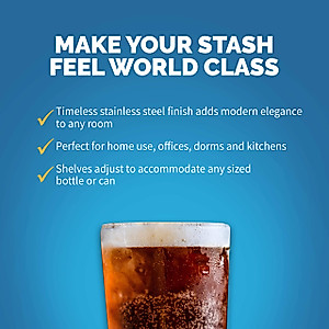 NewAir AB-850 Beverage Refrigerator Cooler with 90 Can Capacity - Mini Bar Beer Fridge with Right Hinge Glass Door - Cools to 37F - Stainless Steel