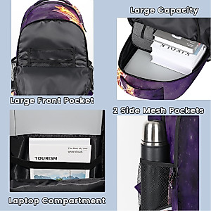 YoCosy Purple Galaxy Star Sport Basketball Backpack School Bookbag Laptop Purse Casual Daypack for Teen Girls Women Boys Men College Travel