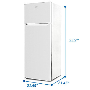 Commercial Cool CCR77LWW 7.7 Cu. Ft Freezer, Top Mount Fridge with Glass Shelves, Bottle Storage, Beverage Rack, Crisper Drawer Cover in White Refrigerator