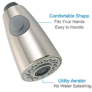 G-Tree Kitchen Faucet Sprayer Head, Kitchen Sink Spray Nozzle, Pull Out Spray Head, Pull Down Faucet Nozzle, Kitchen Sink Sprayer Replacement Head, Brushed Nickel