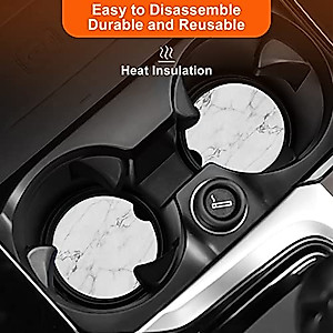2 Pcs Absorbent Car Coasters White Marble Car Coaster Cup Holder Coasters Thirstystone Ceramic Cupholder Coaster Gray Cute Car Coasters Stone Car Drink Coasters