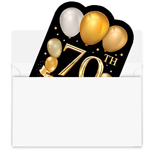Simimi art 30 Gold Glitter 70th Birthday Party Invitations cards with Envelopes