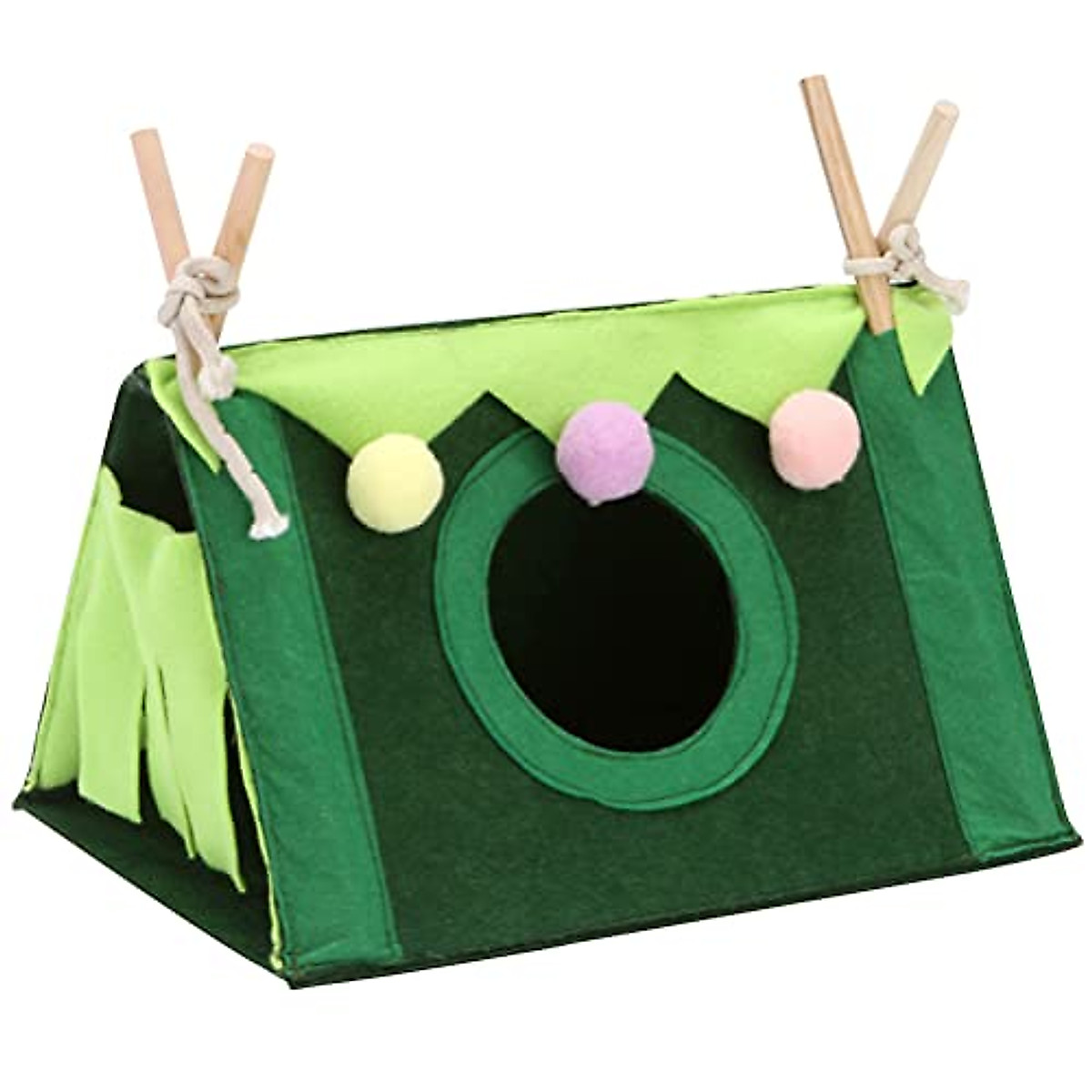 LUOZZY Hamster Tent Hamster Hideout Houses Guinea Pig Hideaway Small Animal Tents Hedgehog Bed Wooden Stick Triangle Tent Pet Supply