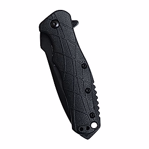 Kershaw RJ Tactical 3.0 Pocketknife, 3" 8Cr13MoV Stainless Steel Drop Point Plain Edge Blade, One-Handed Assisted Flipper Opening EDC,Black
