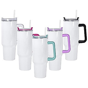 AGH 40 oz Sublimation Tumblers with White Handle and Cover, 20 Pack Mugs Insulated Tumbler with Lid and Straw, Reusable Vacuum Coffee Car Cups shipping from USA