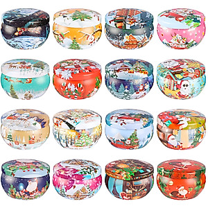 Christmas Scented Candles for Home Scented, Scented Candles Gift for Women, Soy Wax 2.5oz Portable Travel Tin Jar Aromatherapy Candles for Birthday Valentine or Mother’s Day, Gift Boxed Pack of 16