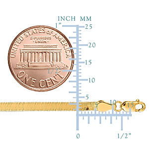 Jewelry Affairs 14k Yellow Real Solid Gold Imperial Herringbone Chain Necklace, 3.0mm, 20"