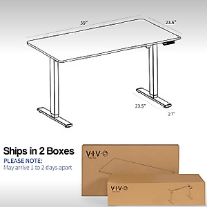 VIVO Electric Height Adjustable 60 x 24 inch Memory Stand Up Desk, Black Solid One-Piece Table Top, Black Frame, Standing Workstation with Preset Controller, DESK-KIT-1B6B
