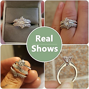 Newshe Wedding Rings for Women Engagement Ring Enhancer Band Bridal Set Sterling Silver 1.8Ct Cz Size 7