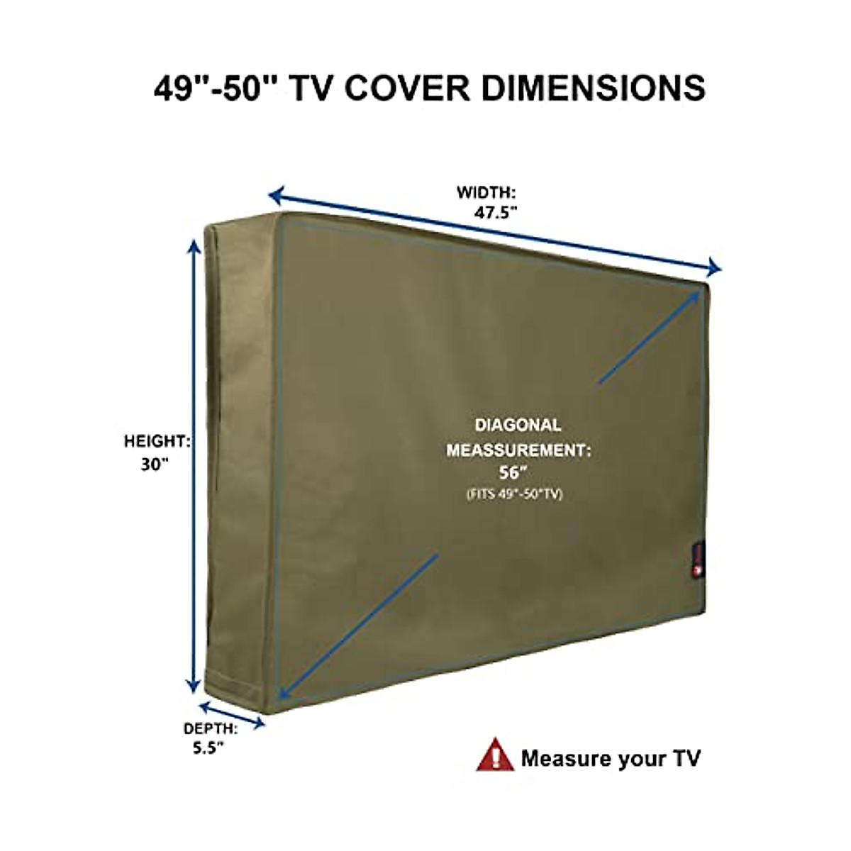iBirdie Outdoor Waterproof and Weatherproof TV Cover for 48 to 50 inch Outside Flat Screen TV - Green 600D Thick Fabric Cover Size 47.5''W x 30''H x 5.5''D for 48'' - 50'' LCD LED