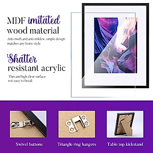 TWING 11x14 Picture Frames Set of 6, Gallery Wall Frame Set Display Photo 8 x 10 with Mat or 11 x 14without Mat Black Composite Wood Wall Mounting, Ideal Valentine Gifts for Him/Her