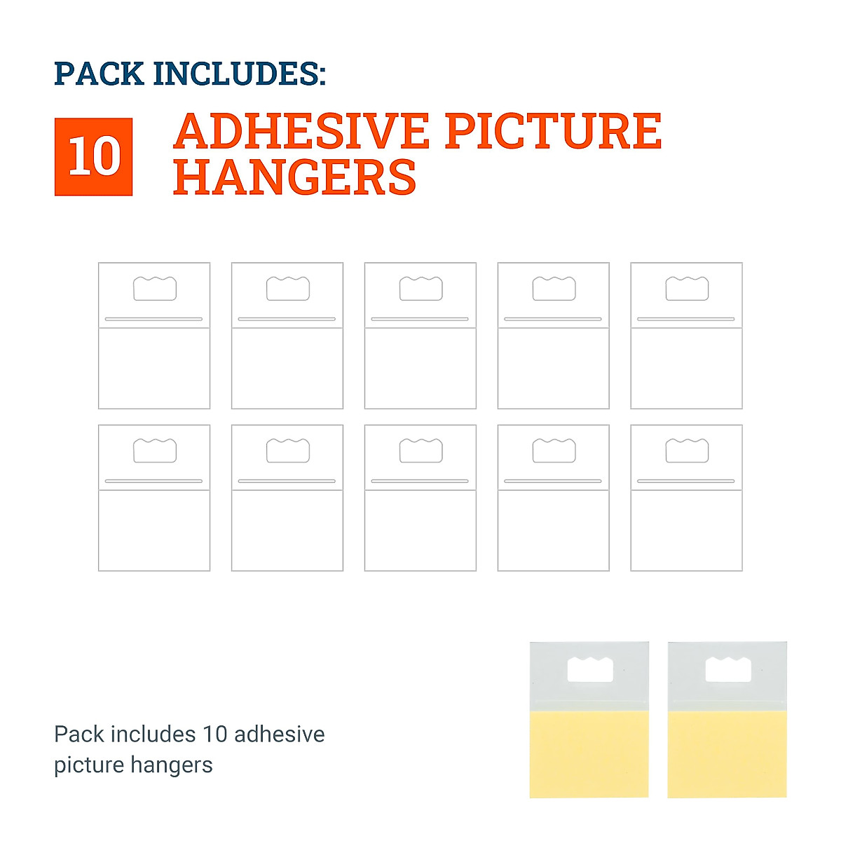 Picture Hangers Adhesive - 10 Pack - Plastic Sawtooth Adhesive Picture Hanger - Foamboard Hanger