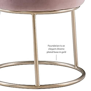 Linon Pink and Gold Vanity and Accent Dalilah Stool