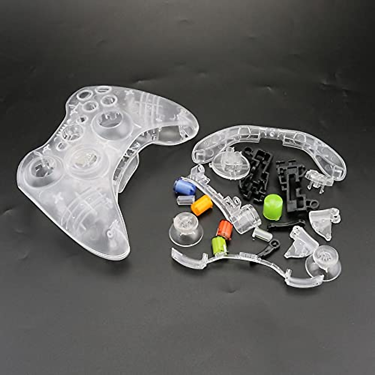 Full Hard Case Housing Shell Buttons Mod Kit Component Cover for Xbox 360 Game Controller (A-Clear)