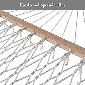 SUNCREAT Hammocks Outdoor Double Hammock with Hardwood Spreader Bar, 475 lbs Capacity, Heavy Duty 15 FT Hammock with Large Soft Pillow, Dark Blue