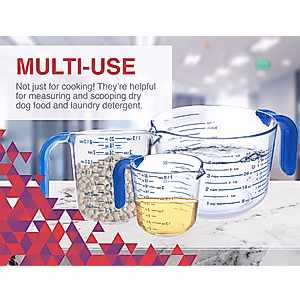 Arrow Home Products Plastic Measuring Cups for Liquids, 4.5 Cups - With Cool-Grip Handle - BPA-Free, Stackable Measuring Cups with Spout and Clear Measurements - Microwave and Dishwasher Safe