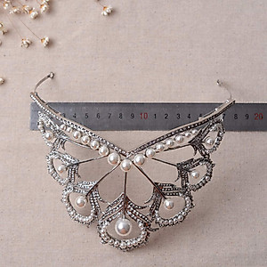 S SNUOY Prom Princess Crown Pearl Tiara Rhinestone Tiara Pageant Queen Crown Wedding Hair Jewelry