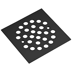 VOURUNA Square 4-1/4 Inch (108mm*108mm) Screw-in Shower Drain Cover Replacement Square Floor Drainer Grate, (Black)