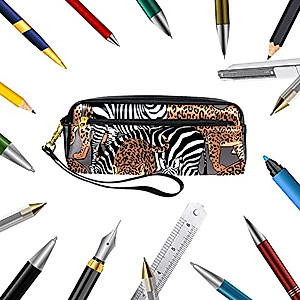 Pencil Case,Pen Pencil Pouch Portable Bag,Stationery Organizer for School,Zebra Leopard Print Decoration