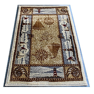 Masada Rugs Nature Area Rug Mat Nautical Scene (2 Feet X 3 Feet 2 Inch) Mat