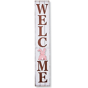Collections Etc 8-Piece Vertical Multi-Season Wooden Welcome Sign Decor with Magnetic Backing - Seasonal Outdoor Home Decoration for Front Porch, Door, Wall - 46" x 8"