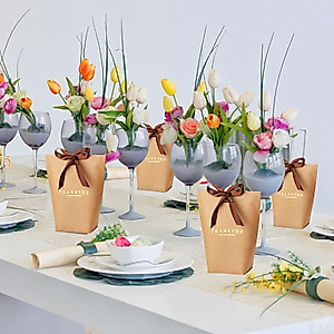 Frcctre 40 Pack Thank You Gift Bags with Ribbons, 3.1"X2.3"X 6.5" Kraft Paper Gift Wrap Boxes Party Favor Treat Bags Goody Bags Candy Cookie Bags for Wedding Bridal Shower Birthday Party