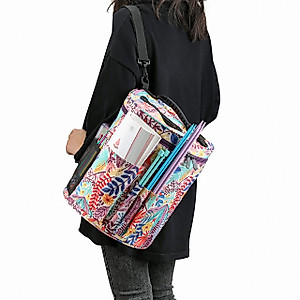 KOKNIT Durable Yarn Storage Tote, Yarn Organizer Crochet Bag with Knitting Accessories Pockets for Beginners and Craft Lovers, Slits on Top to Protect Wool and Prevent Tangling