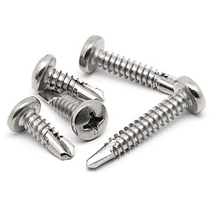 #14 x 1" Pan Head Self Tapping Screws Sheet Metal Screws, Stainless Steel 410, 50 PCS
