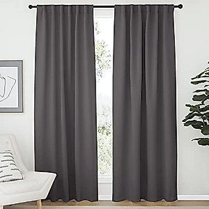 NICETOWN Light Reducing Curtain Panels Window Draperies - (Grey Color) 52x84 inch, 2 Pieces, Insulating Room Darkening Drapes for Bedroom