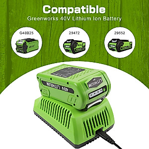 Powilling Replacement Charger Compatible with Greenworks 40V Battery Charger Lithium Ion 29482 29462 29472 2901319 2938302 BAF702 L-300 BAF704 BAF705 Compatible with 40V G-MAX Power Tools