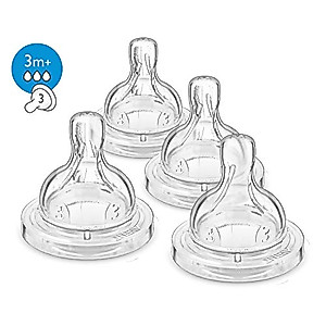 Philips Avent Anti-colic Baby Bottle Medium Flow Nipple, 4pk, Flow 3, SCF423/47