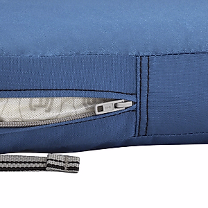 Classic Accessories Ravenna Water-Resistant 42 x 18 x 3 Inch Outdoor Bench/Settee Cushion Slip Cover, Patio Furniture Swing Cushion Cover, Empire Blue, Patio Furniture Cushion Covers